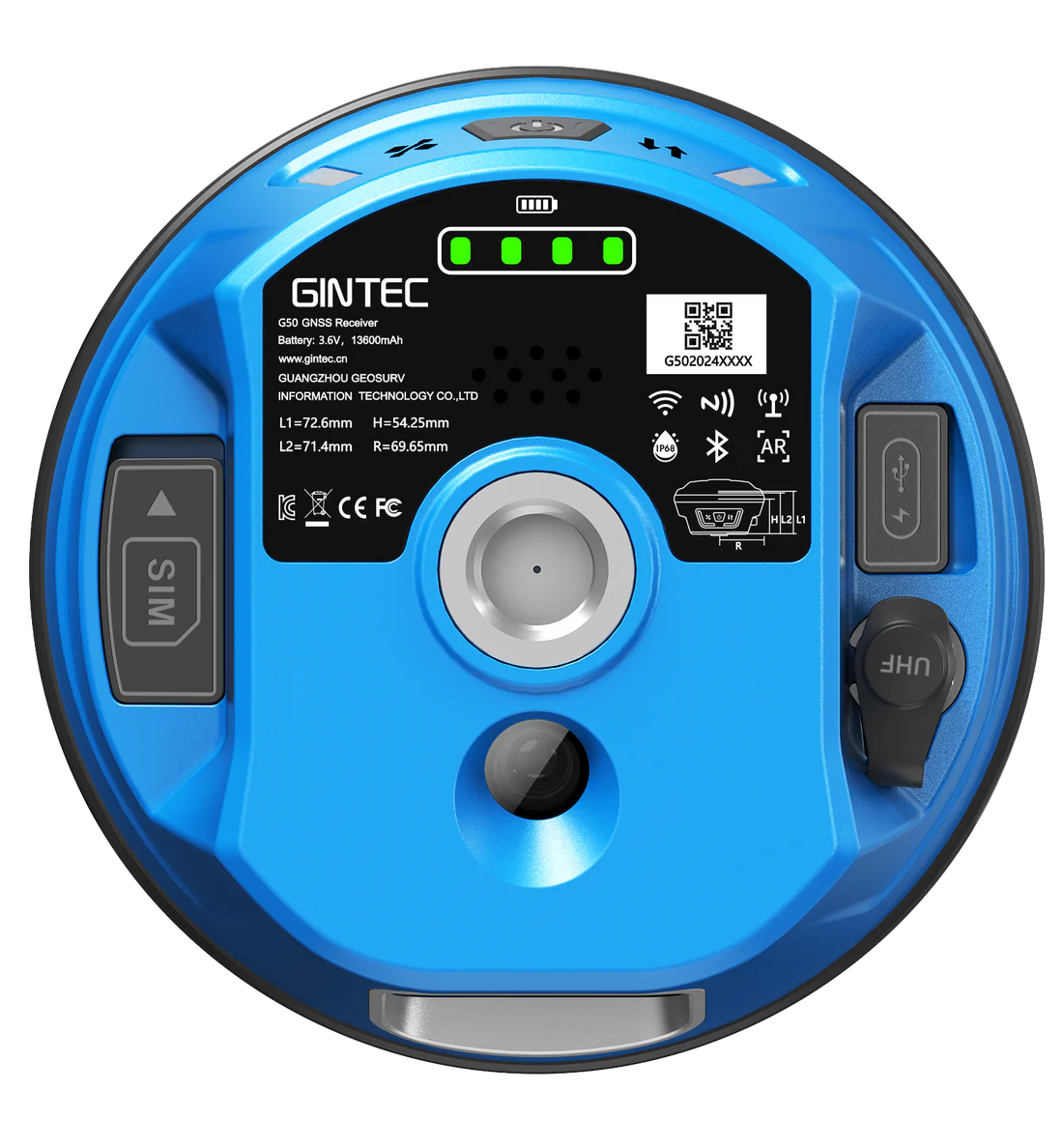 Gintec G50 Laser RTK GNSS Receiver (Triple-Band L1/L2/L5, 1408 Channel – GPSWebShop